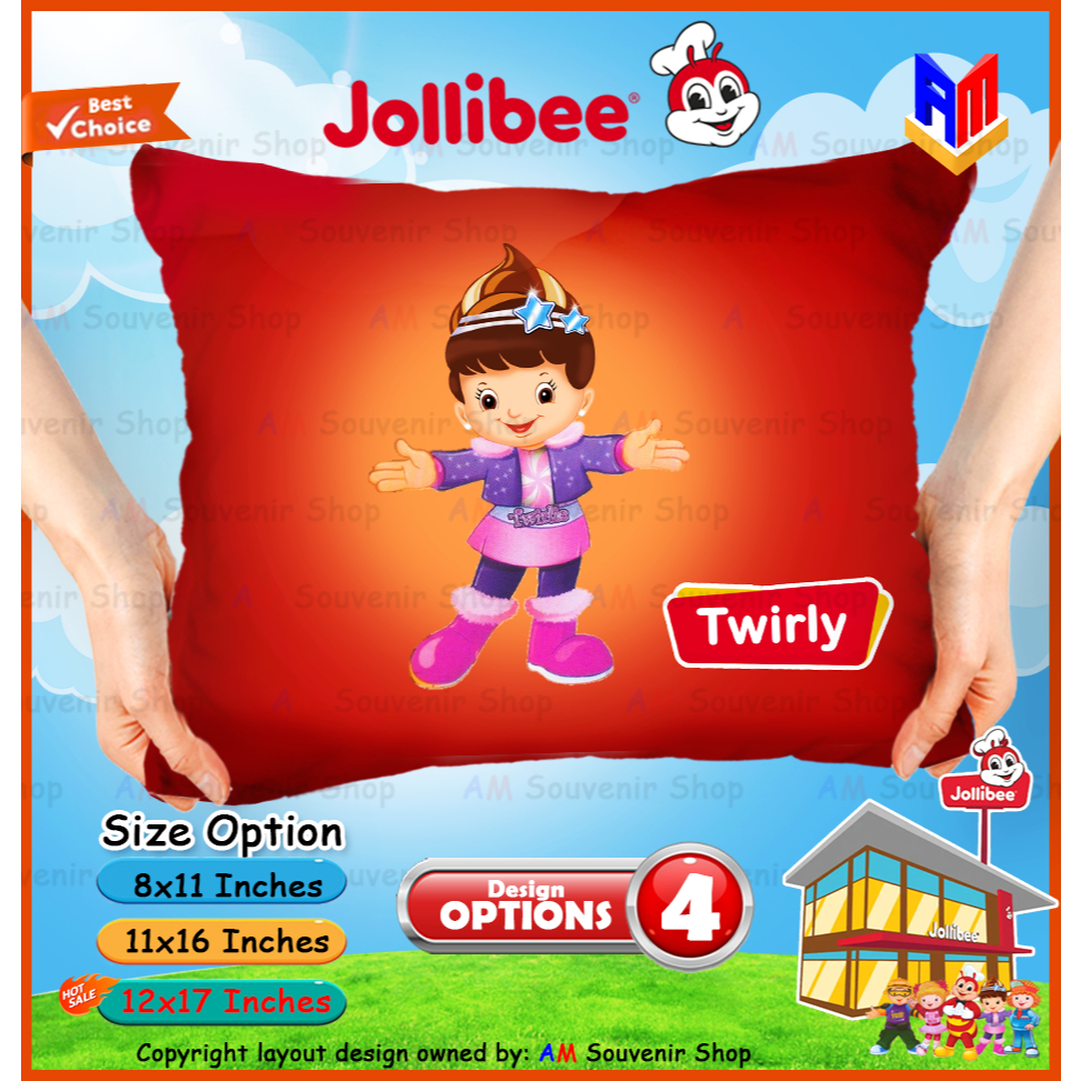 Jollibee Rectangle Pillow – Twirly Jollibee Character - Soft, Huggable ...