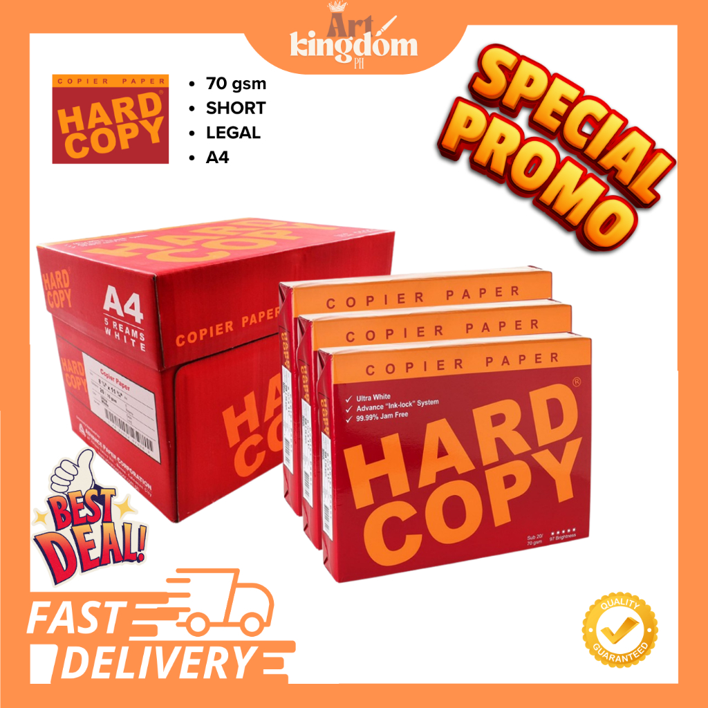 Hard Copy Bond Paper 70 GSM – A4 / Short / Long Legal Size | 500 Sheets ...