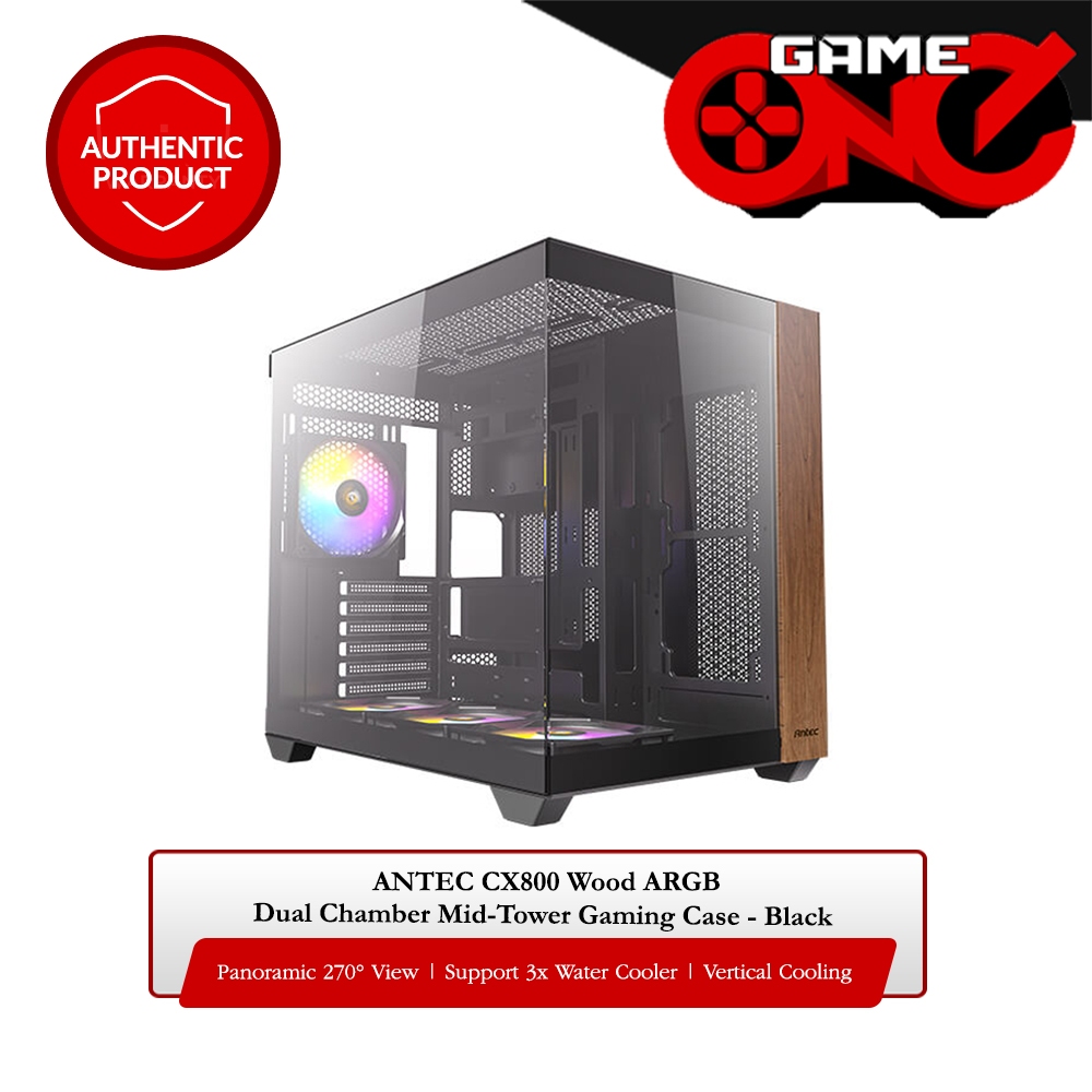 Antec CX800 Wood ARGB Dual Chamber Mid-Tower Gaming PC Case - Black ...