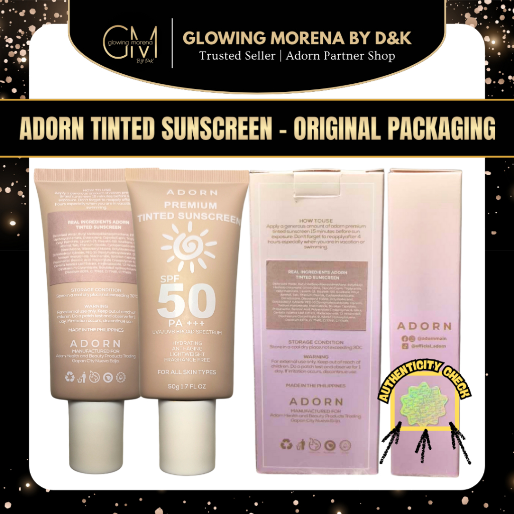 ADORN Premium Tinted Sunscreen SPF 50 PA+++ with Authenticity Checked ...