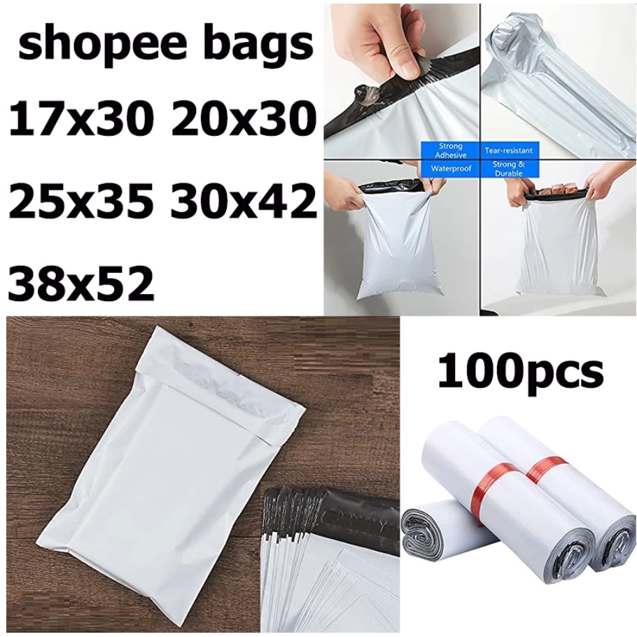 100pcs Plain White Black Polymailer Parcel Courier Pouch shopee ...