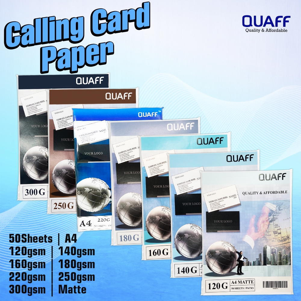 Quaff A4 Size Double Sided Matte/Glitter Calling Card Paper 50 Sheets ...