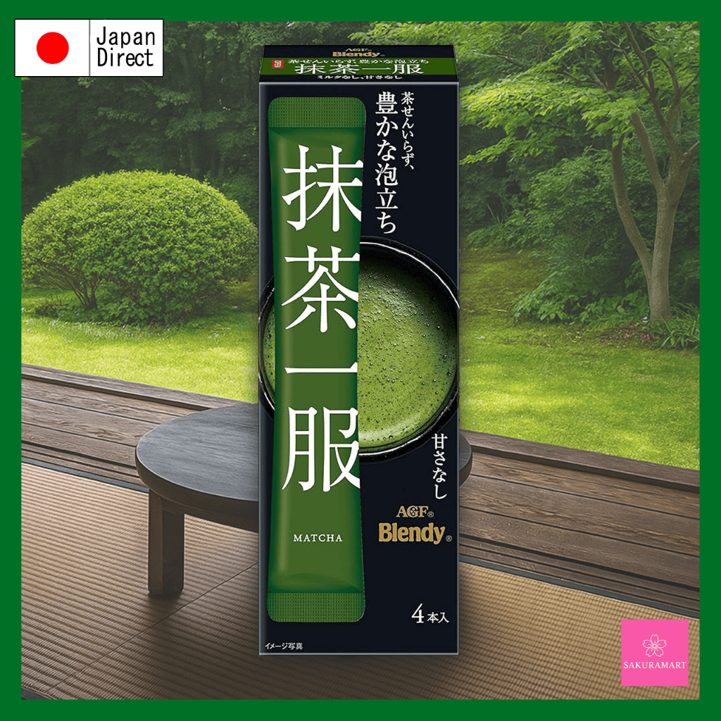 AGF Blendy Matcha Ippuku – Pure Matcha Stick (No Milk, 4 Sticks, Made ...