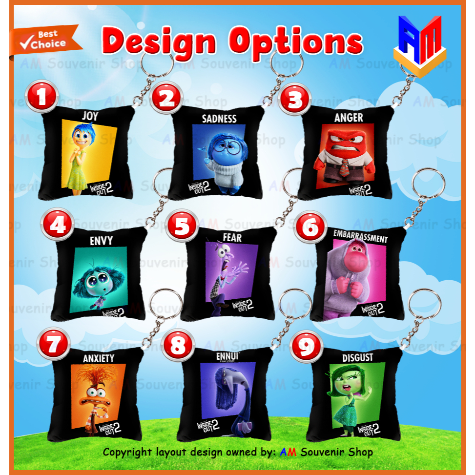 Inside out Pillow Keychain - Personalized Keychain - Inside out 2 ...