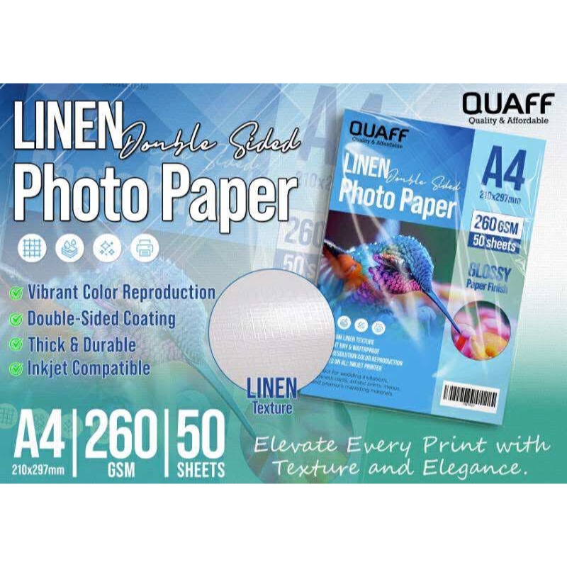 QUAFF LINEN Double Sided Photo Paper A4 260gsm (50 sheets) | Shopee ...