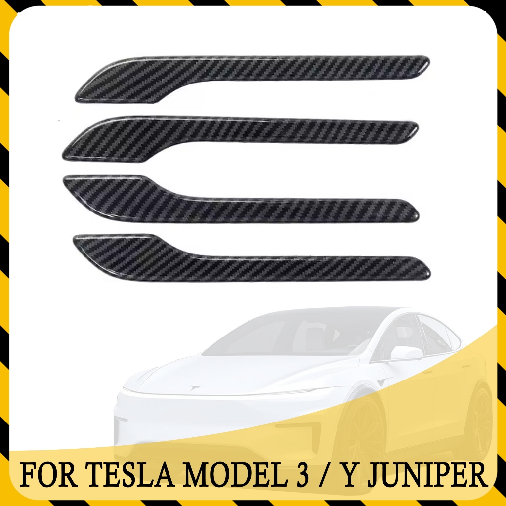 TESLA 2025 Model Y and Model 3 ABS Adhesive Carbon Fiber Door Handle ...