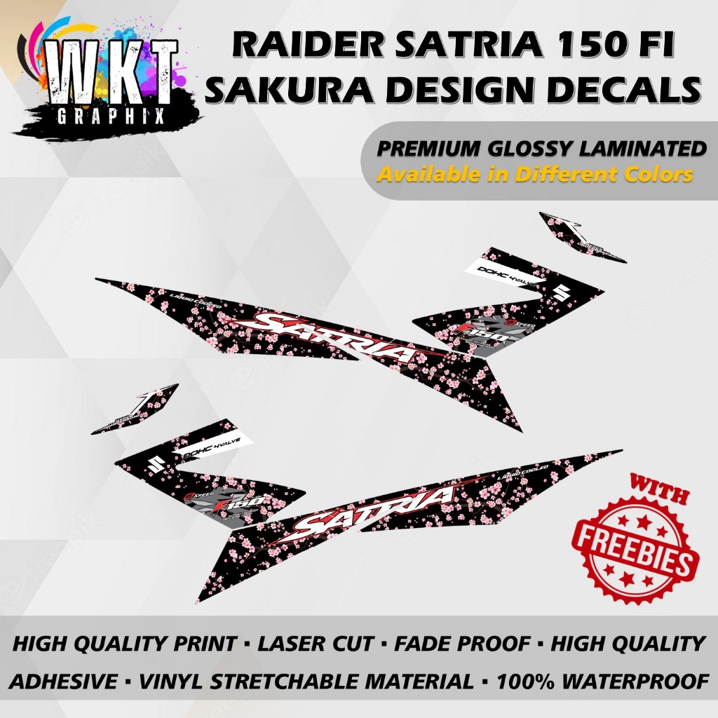 SUZUKI RAIDER SATRIA 150 FI SAKURA DESIGN DECALS STICKER (WATERPROOF ...
