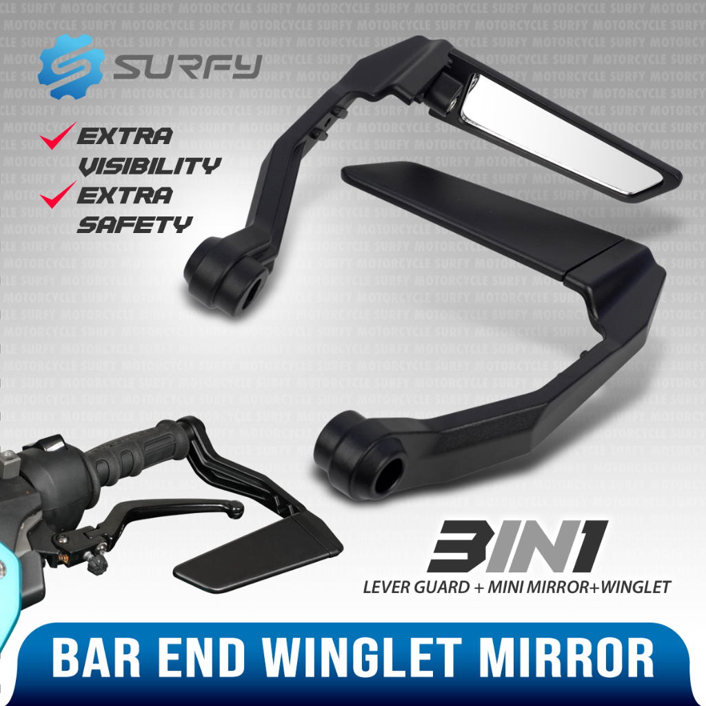 Bar End Winglet Side Mirror 3in1 Aluminum Cast Alloy Fully Adjustable ...