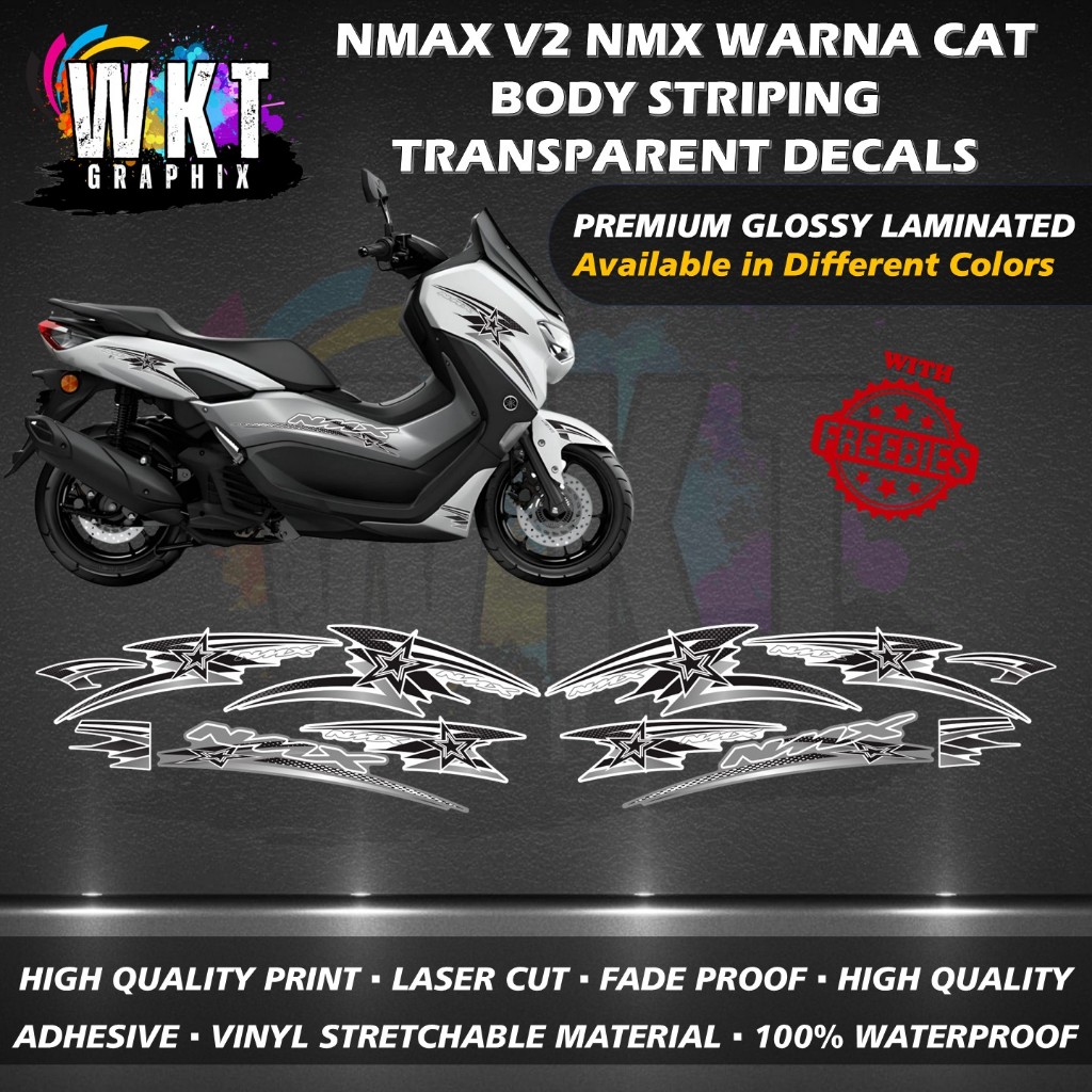 YAMAHA NMAX V2 NMX WARNA CAT BODY STRIPING TRANSPARENT DECALS ...