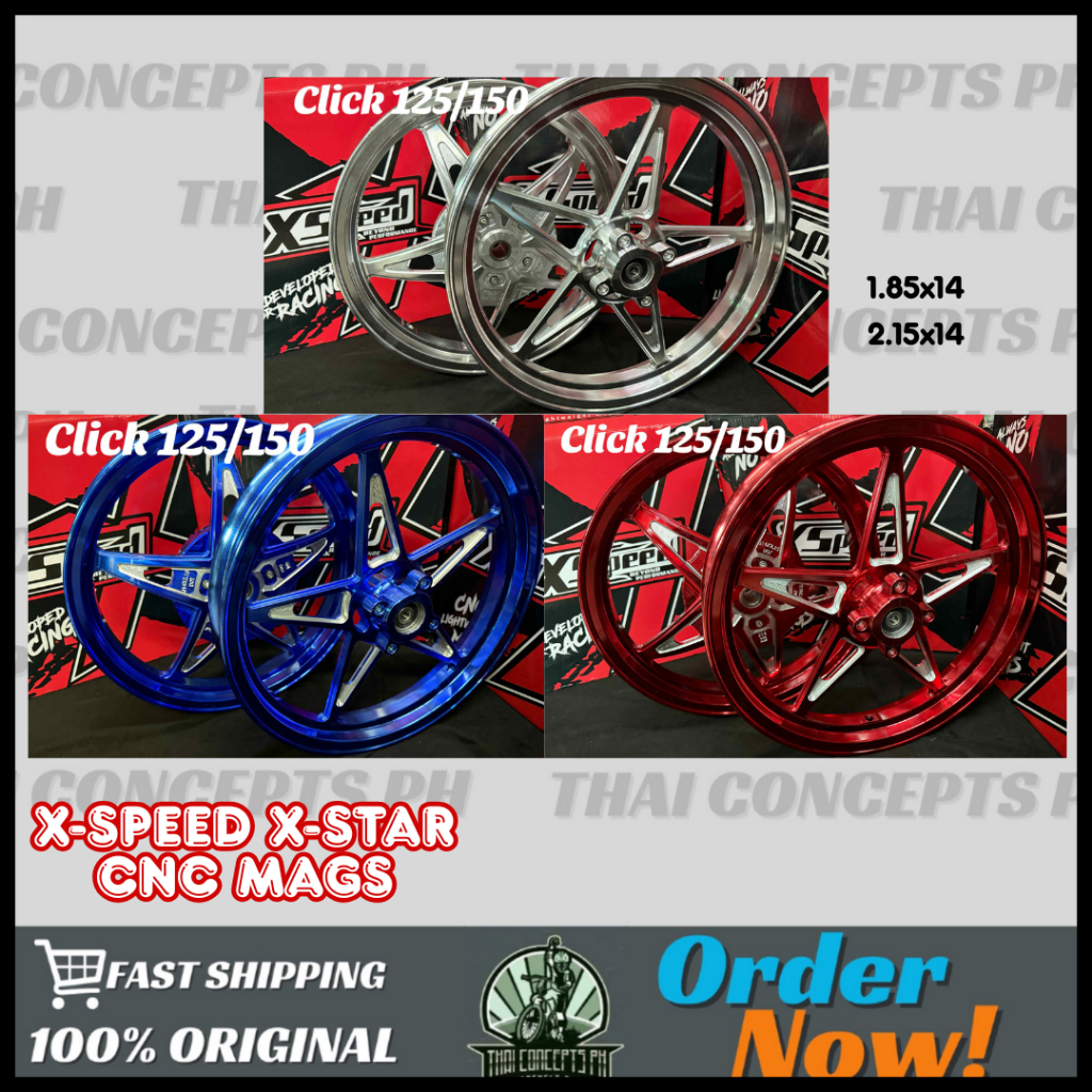 X-SPEED X-STAR CNC MAGS for Click 125 / Click 150 ( 1.85x14 2.15x14 ...