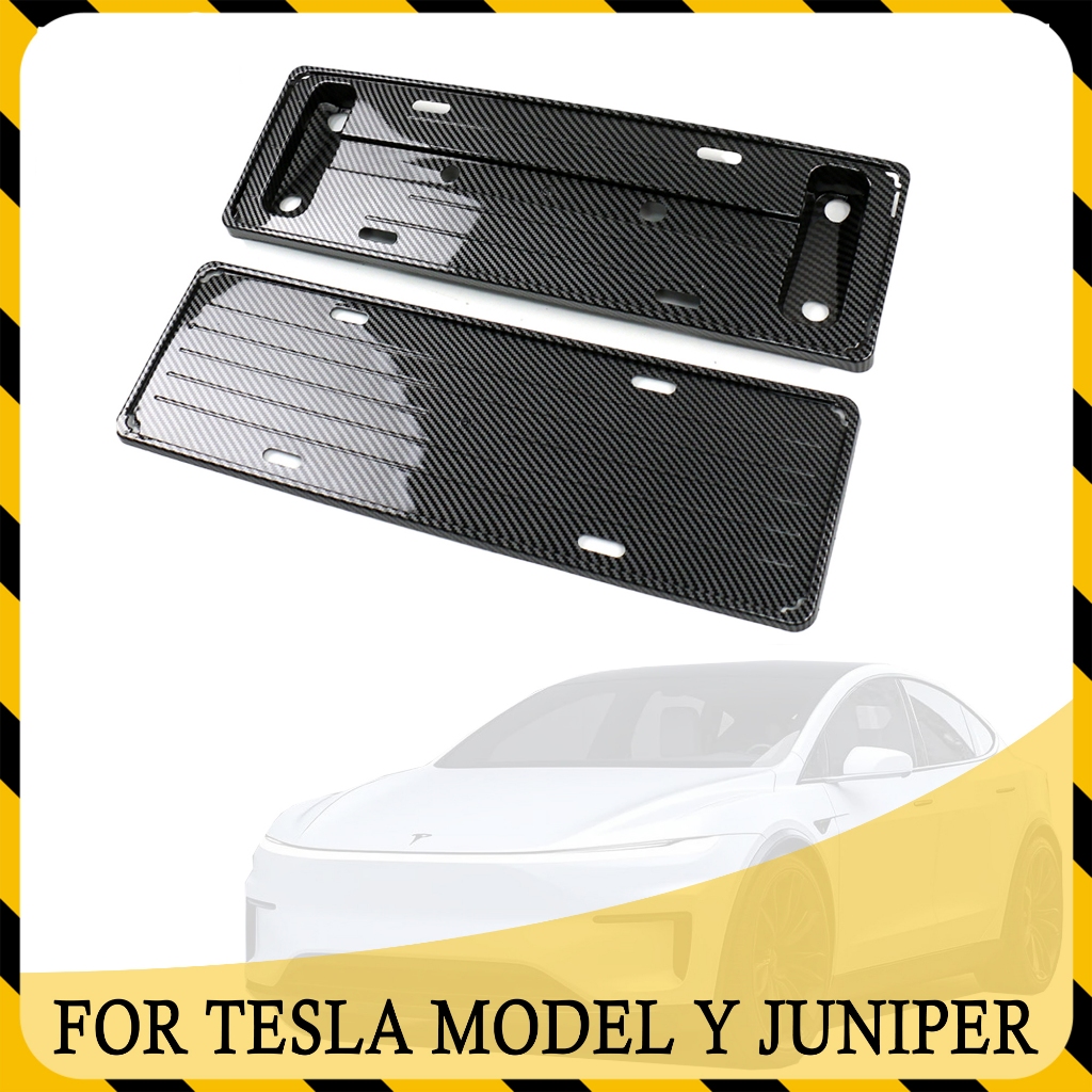 TESLA 2025 Model Y ABS Snap-On Carbon Fiber Pattern License Plate Frame ...