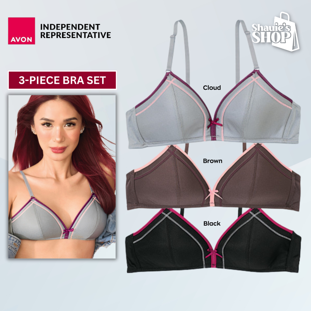 3-PCS BRA SET: AVON Amy Non-Wire Soft Cup Bra | Sizes: 32A - 38B | Shopee Malaysia