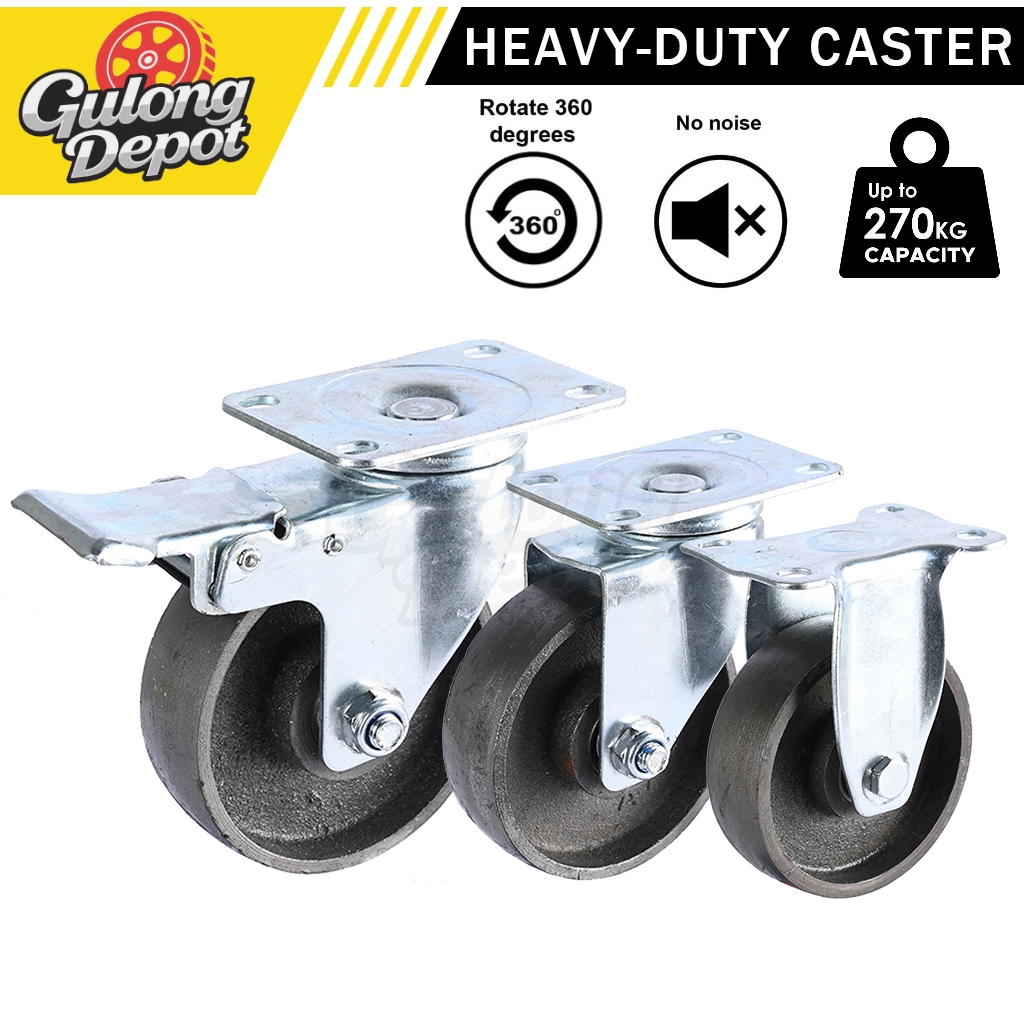 Heavy Duty Trolley Metal Caster Wheel Fixed / Caster Wheel Swivel (With ...