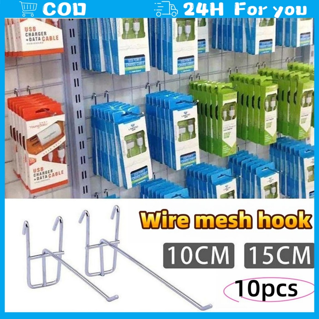 (10PCS)Stainless Screen Hooks Heavy Duty Mesh Hook For Grid Wall Wire ...