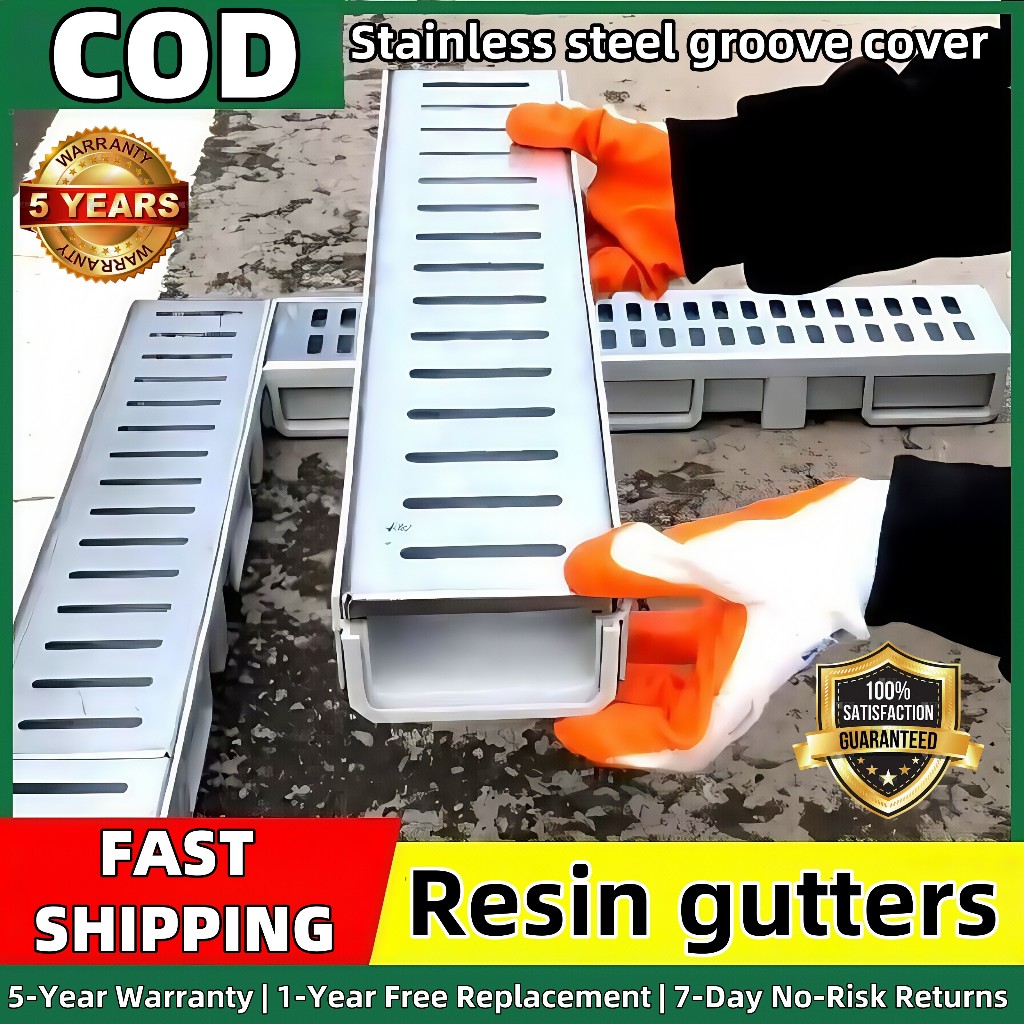 Stainless Steel Cover Resin Drainage Gutter | U-Groove Linear Drain ...