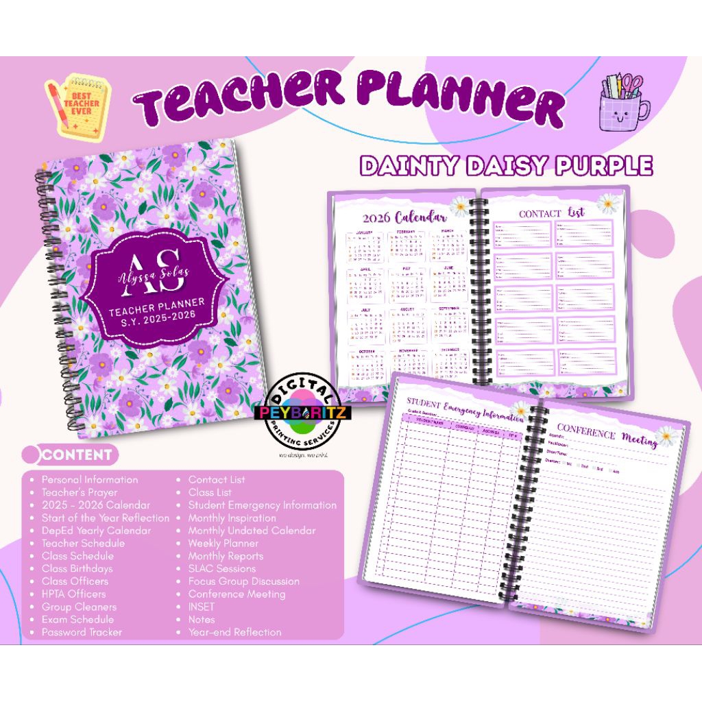 DAINTY DAISY THEME UNDATED 2025-2026 TEACHER'S PLANNER | Shopee Malaysia