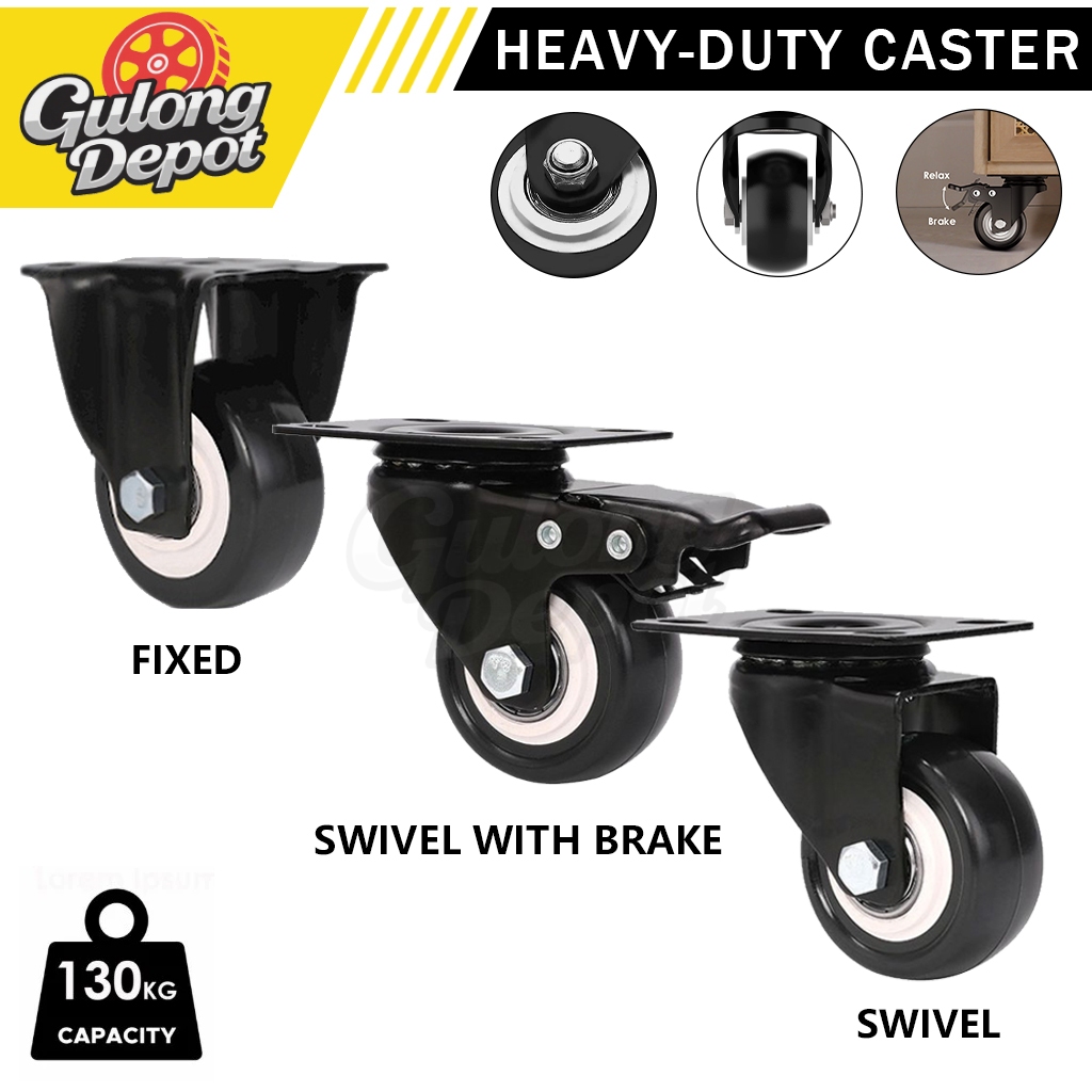 Heavy Duty Metal Caster Wheels 1.5" - 2"Inch Swivel, Swivel W/ Brake ...