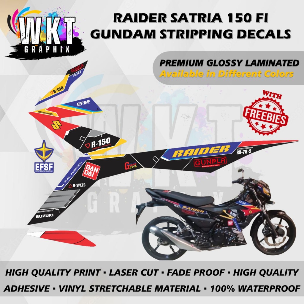 SUZUKI RAIDER SATRIA 150 FI GUNDAM STRIPPING DECALS STICKER (WATERPROOF ...