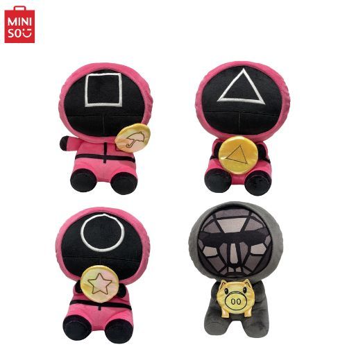 MINISO SQUID GAME Collection 10in Red Guard Plush Toy Square Circle ...