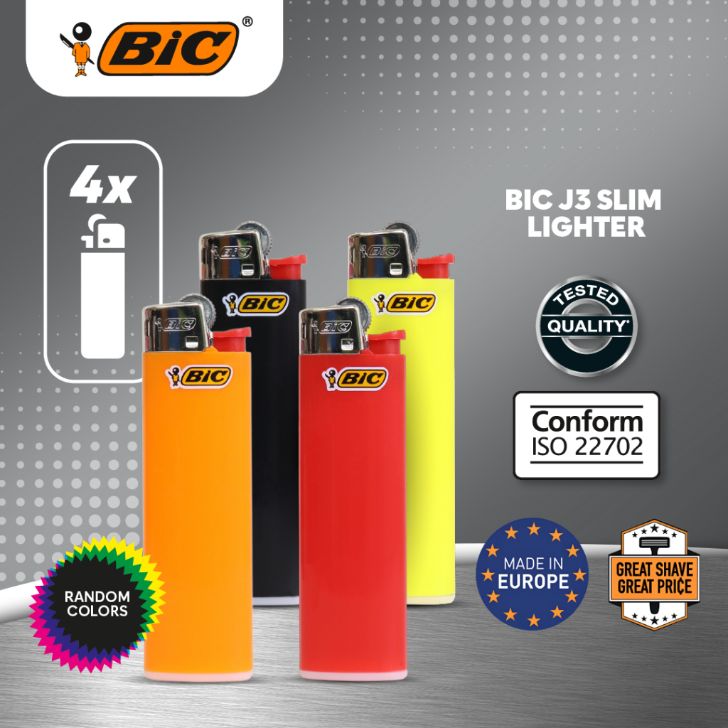 BIC J3 Slim Lighter - Packed of 4s/6s/10s/12s/15s (Random Colors ...