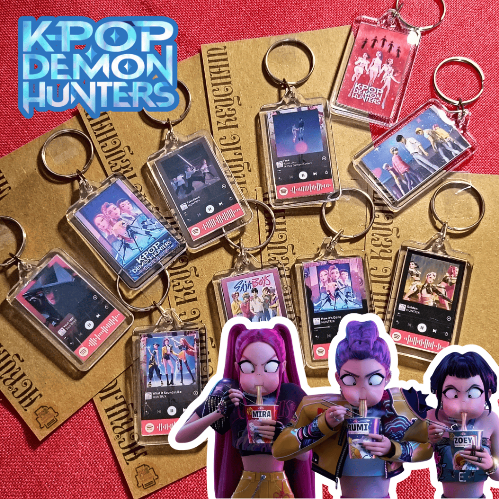 K-pop Demon Hunters Keychain - Spotify, Huntr/x and Saja Boys Keychain ...