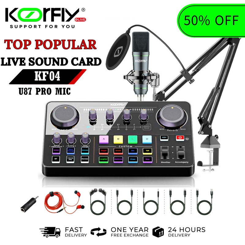 KOORFLY KF04 Live Sound Card All-in-One Audio Interface DJ Mixer For ...