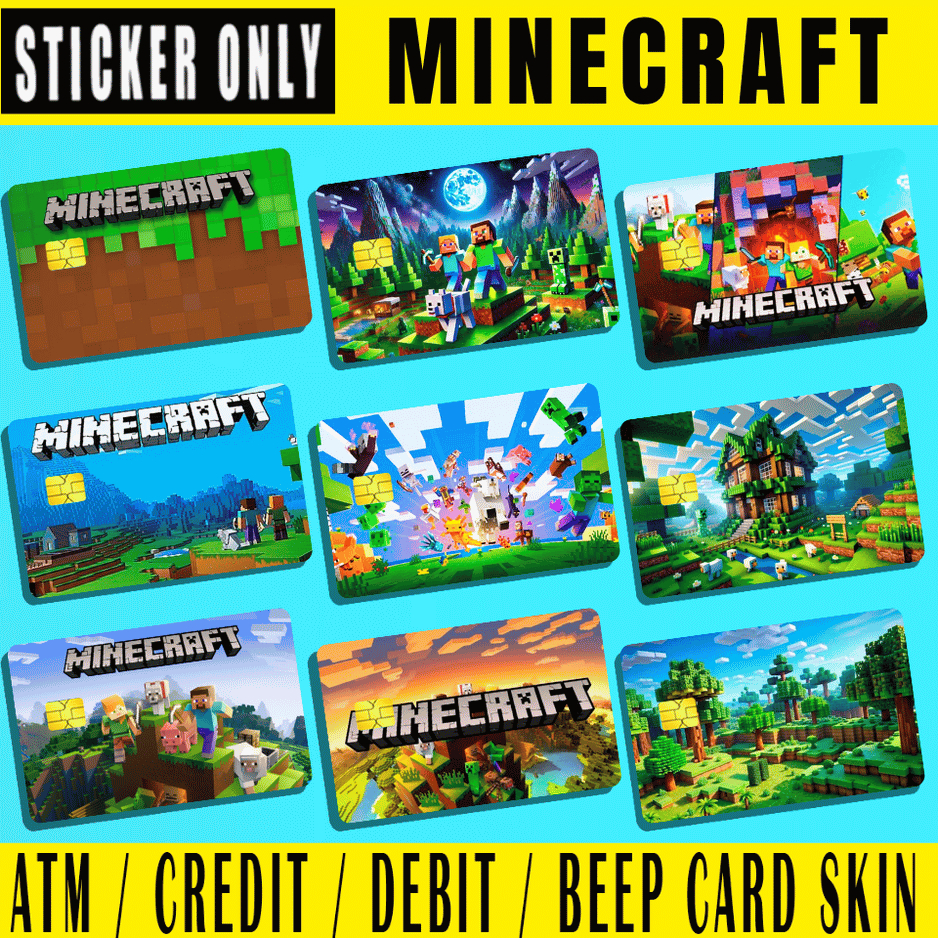 MINECRAFT - (SKIN CARD STICKER) ATM/CREDIT/DEBIT/BEEP (SKIN CARD ...