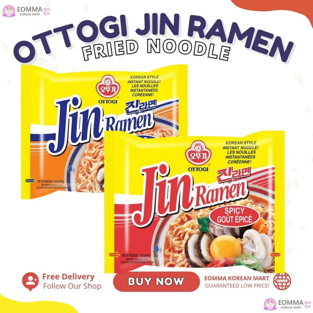 OTTOGI JIN RAMEN MILD AND SPICY 120G POUCH KOREAN INSTANT NOODLES ...