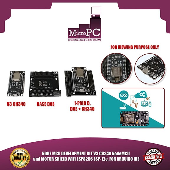 MICRO PC NODE MCU DEVELOPMENT KIT V3 CH340 NodeMCU and MOTOR SHIELD WIFI ESP8266 ESP-12e ...