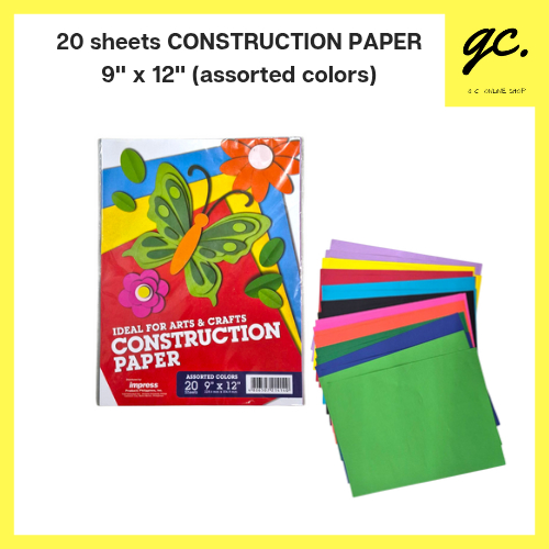 GC 20 sheets Construction Paper Assorted Colors | Shopee Malaysia
