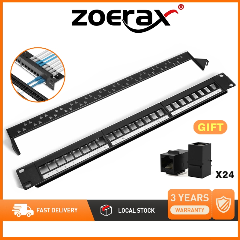 ZoeRax Patch Panel 24 Port Cat6 Cat6a Cat7 RJ45 Coupler Patch Panel ...