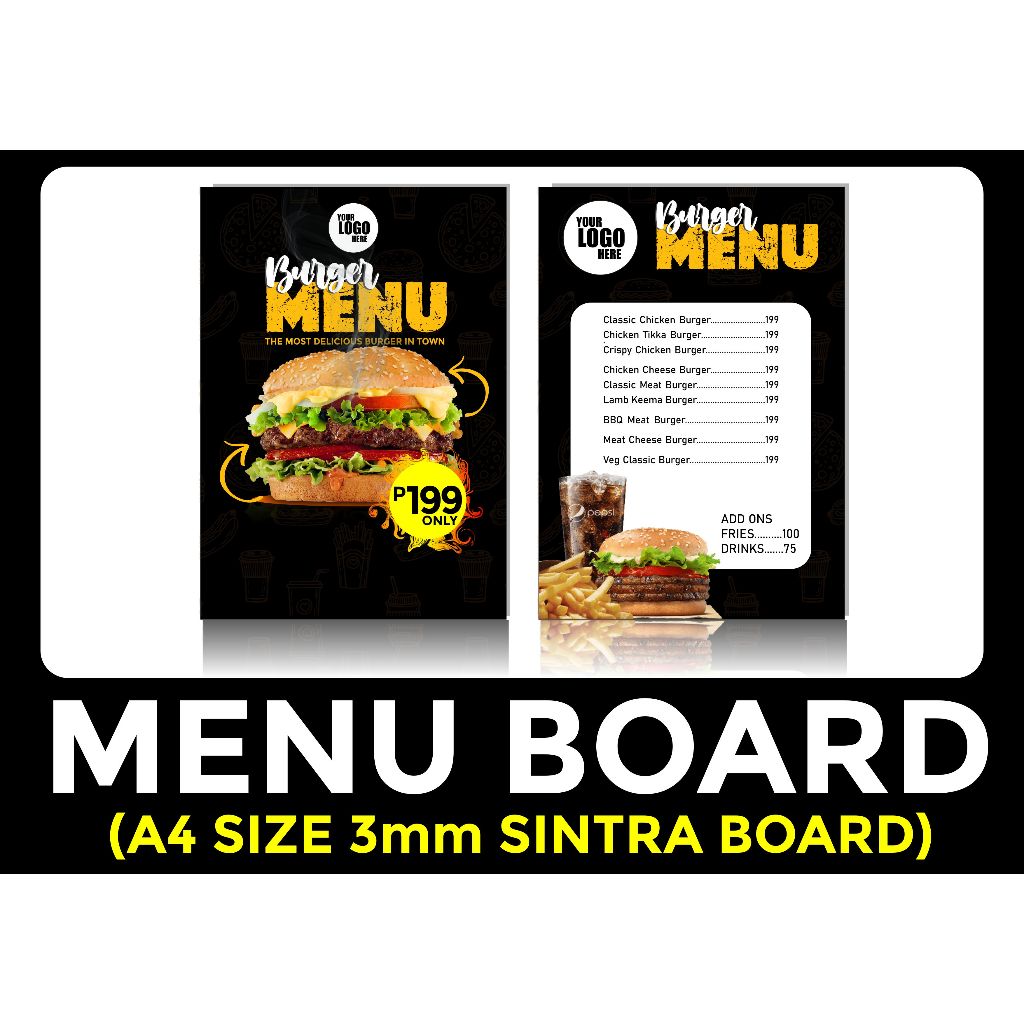 MENU ON SINTRA BOARD A4 Size | Shopee Malaysia