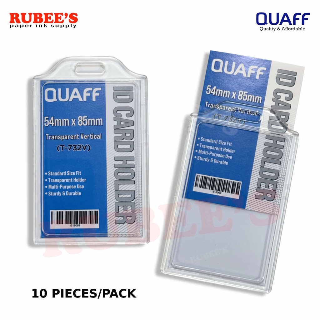QUAFF ID CARD HOLDER Transparent Vertical T-732V (10 pieces) | Shopee ...