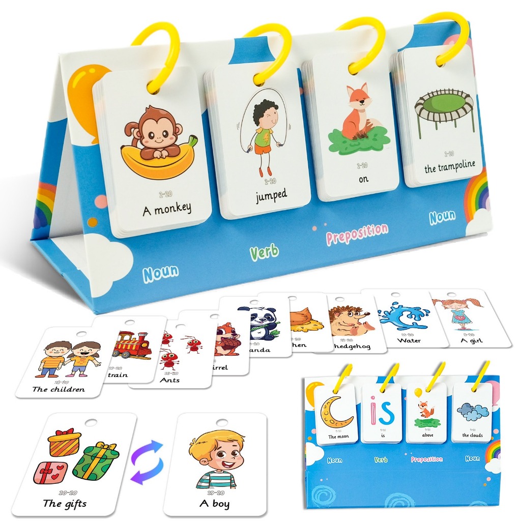 78Pcs English Sentence Building Flashcards for Kids Noun Verb ...