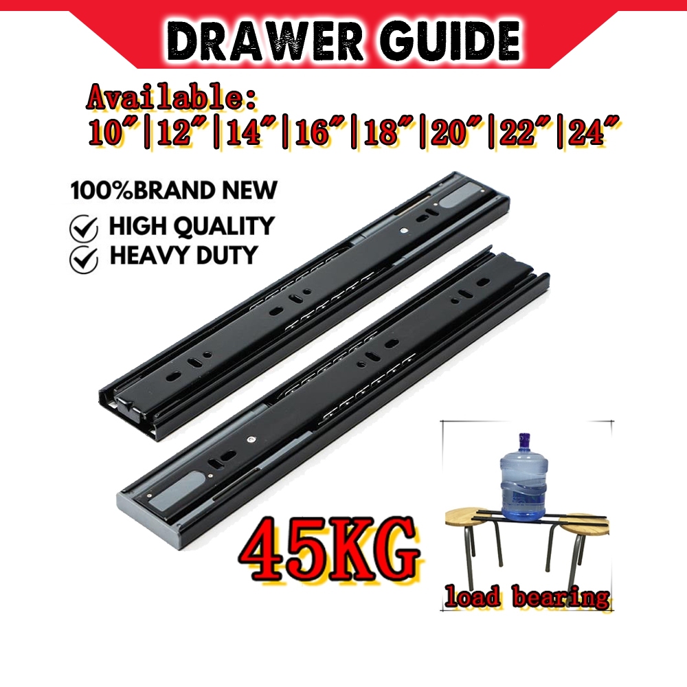 (2Pcs) Heavy Duty Drawer Guide Soft Close Full Extension Ball Bearing ...