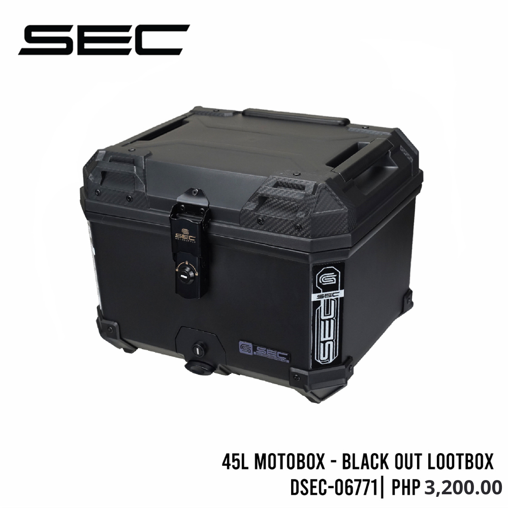 SEC Topbox 45 Liters Motobox for Motorcycle - Black Out Loot Box (Hard ...