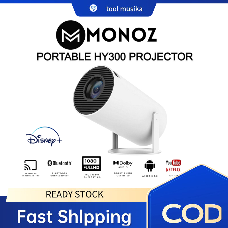 HY300 Projector Bluetooth 4K Ultra Full HD 1080P Built-in App ...