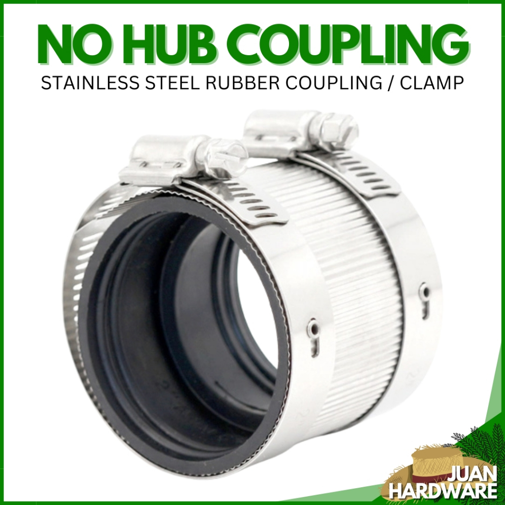 Stainless Steel No Hub Coupling 2 inch to 8 inches Flexible Rubber ...