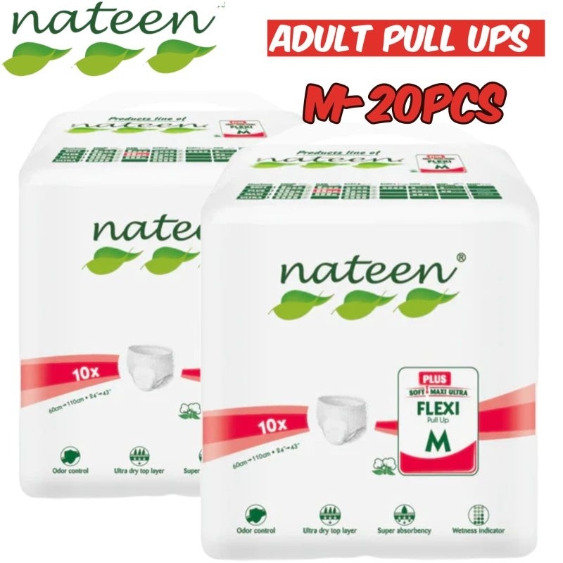 Nateen Flexi Plus Adult Diapers Pants,Incontinence Pull Up,Medium,Waist ...