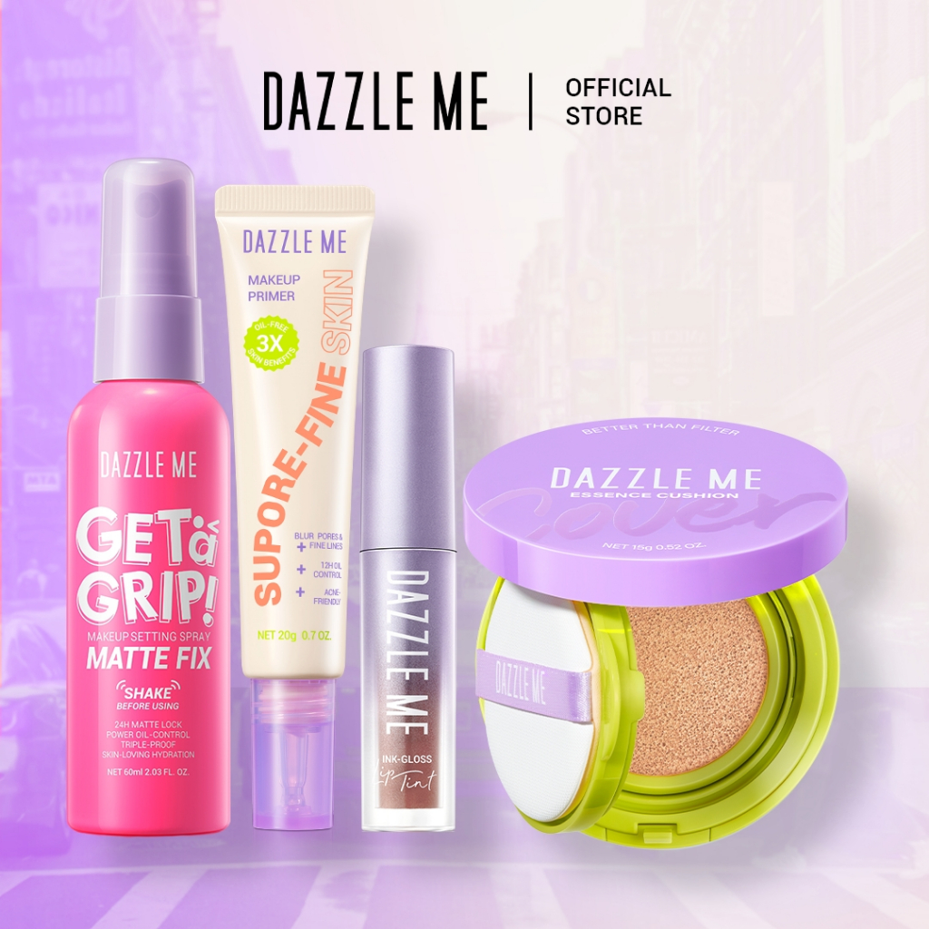 DAZZLE ME Supore-Fine Primer + Setting Spray + BTF Cushion + Ink-Gloss ...