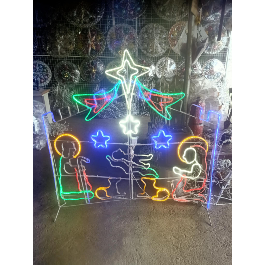 Nativity Holy Family Scene Belen LED light (4ft hard metal) | Shopee ...