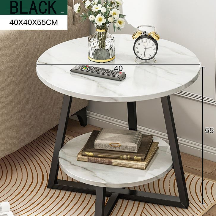 Modern coffee table, round metal center table, double layer, living ...