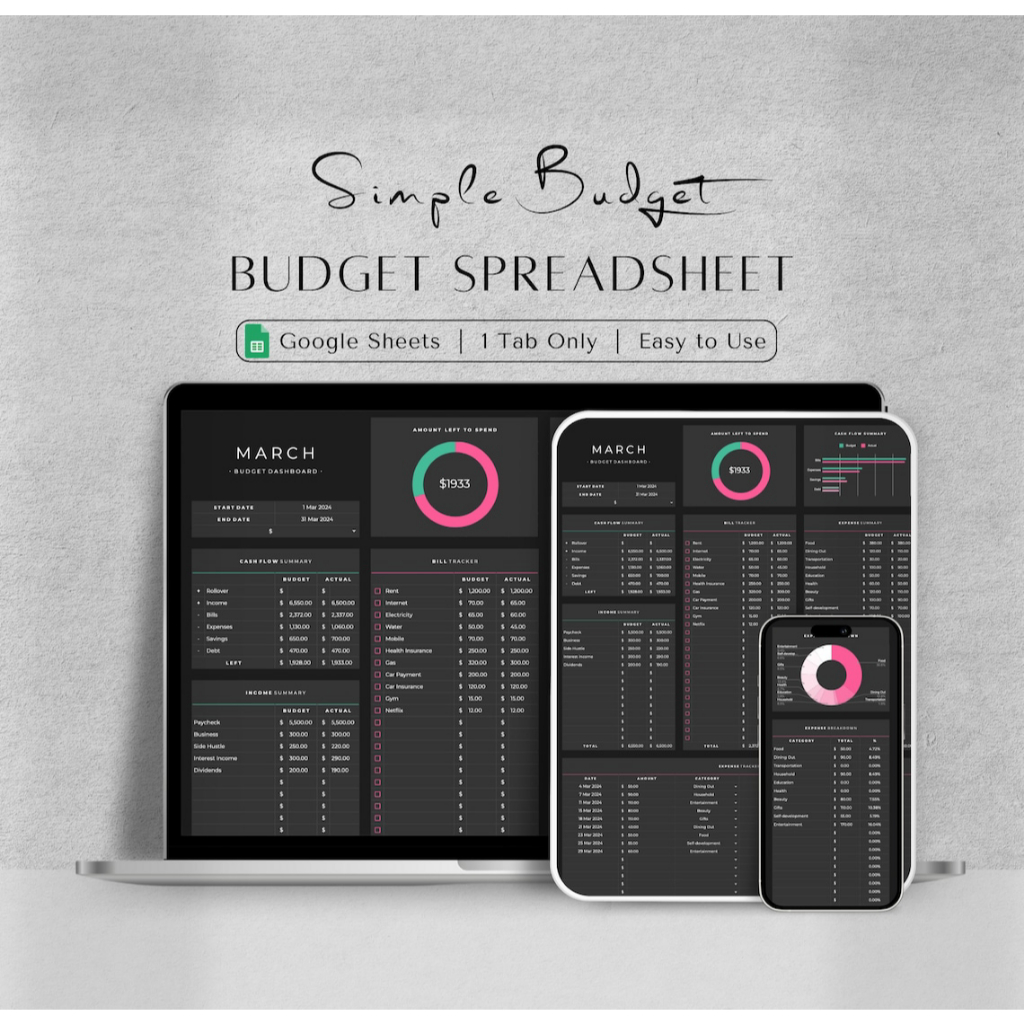 Digital Planner | Monthly Budget Template | Monthly Budget Spreadsheet ...