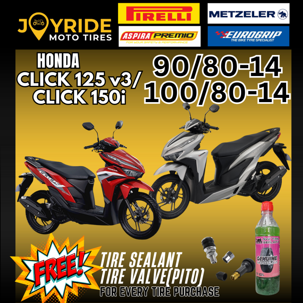 HONDA CLICK 123 v3 / CLICK 150i tires for 90/80-14 & 100/80-14 (PIRELLI ...