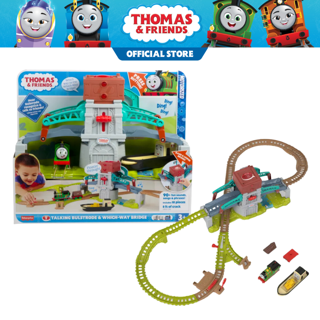 Thomas & Friends Talking Bulstrode & Which-Way Bridge Toy Train Set ...