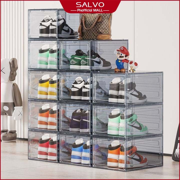 SALVO Clear Shoe Box Shoe Box Storag Organizer Stackable Magnetic Shoe ...