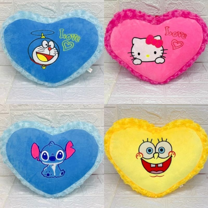 Doraemon Heart Shape Pillow Character Hello Kitty Stitch Spongebob ...