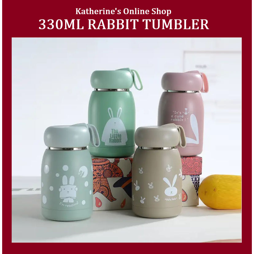 330ML Cute Rabbit Design Water Bottle Glass Vacuum Cup Coffee Mug ...