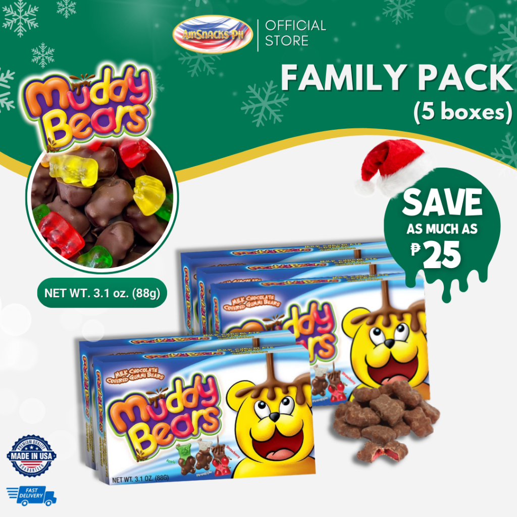 [Buy 1 Get 1] Muddy Bears Milk Chocolate Covered Gummy Bears - Fruity Flavors Family-Pack ...