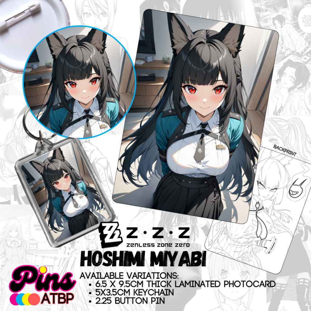 Hoshimi Miyabi Zenless Zone Zero Anime Collectible Photocard Button Pin ...